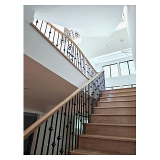 120_Luxurious White Oak Stair with Iron Balusters, Great Falls, 22066 ...