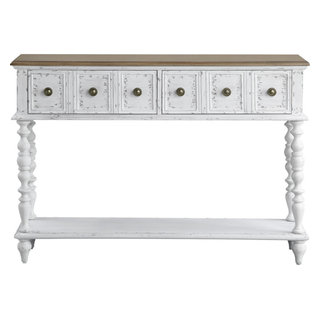 Wood Console Table With 2 Drawers, Dark Charcoal and Antique White ...