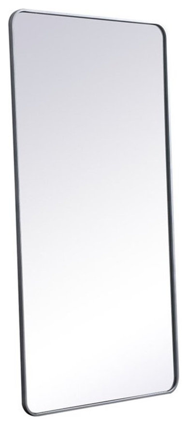 Pemberly Row 30x60" Soft Corner Metal Rectangular Mirror in Silver ...