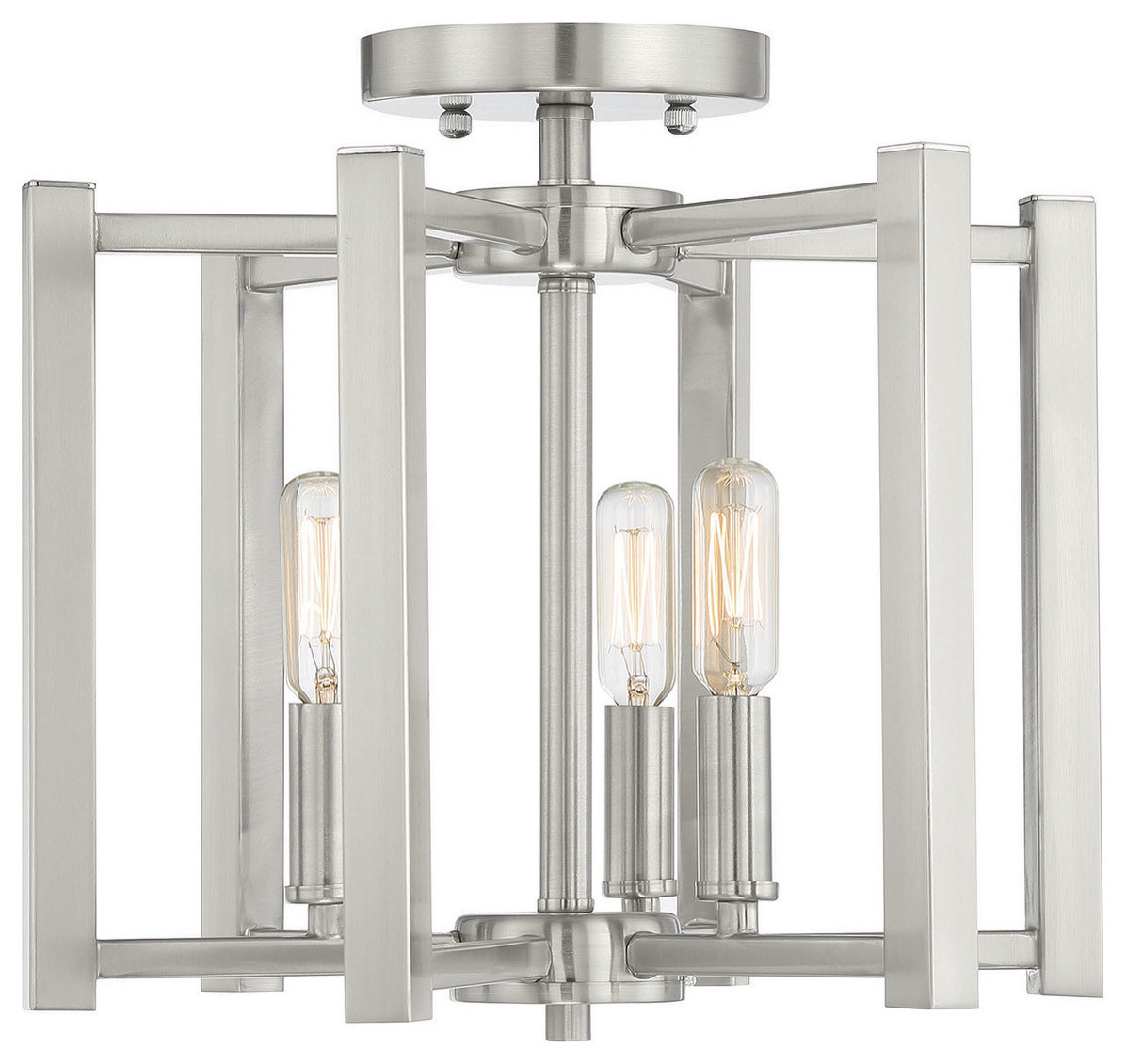 Benson 3-Light Semi-Flush, Satin Nickel - Transitional - Flush-mount ...