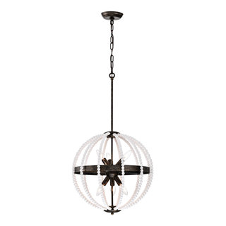 Cary 19" 6-Light Indoor White and Rustic Black Finish Chandelier ...