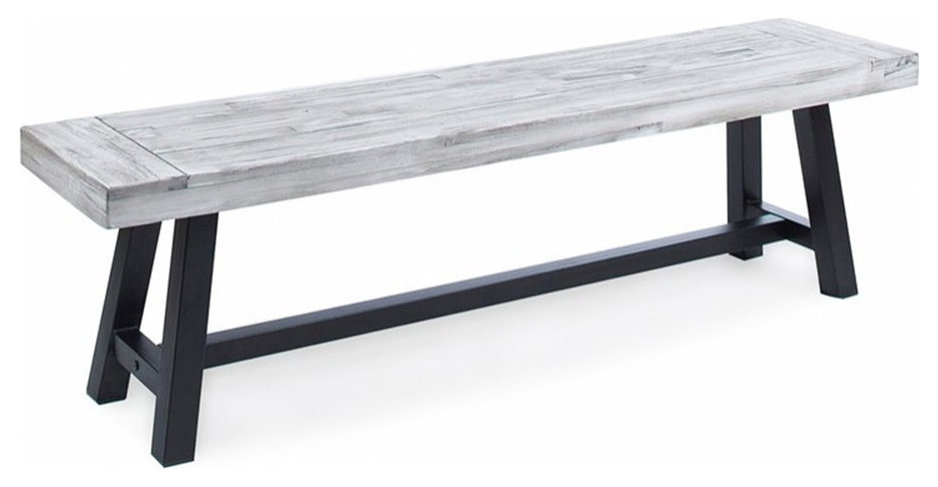Noble House Carlisle Acacia Wood Outdoor Dining Bench in Sandblast/Gray ...