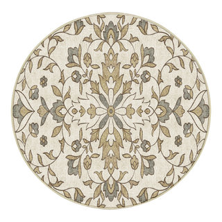 Washable Fleur de Lys Horizon Rust Area Rug, Round 7' - Traditional ...