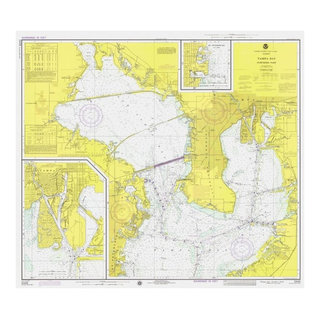 "Nautical Chart - Tampa Bay - Northern Part ca. 1975" Paper Art, 42"x38 ...