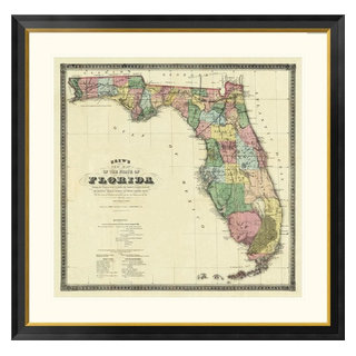 "New Map of The State of Florida, 1870" Framed Print by Columbus Drew ...