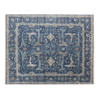 Antique Weave Oushak Hand-Knotted Wool Blue Area Rug, 9'x12 ...