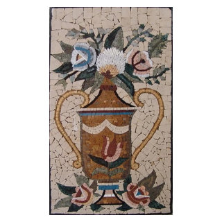 Mosaic Art, Gold Pot, 30" x 53" - Traditional - Tile Murals - by ...