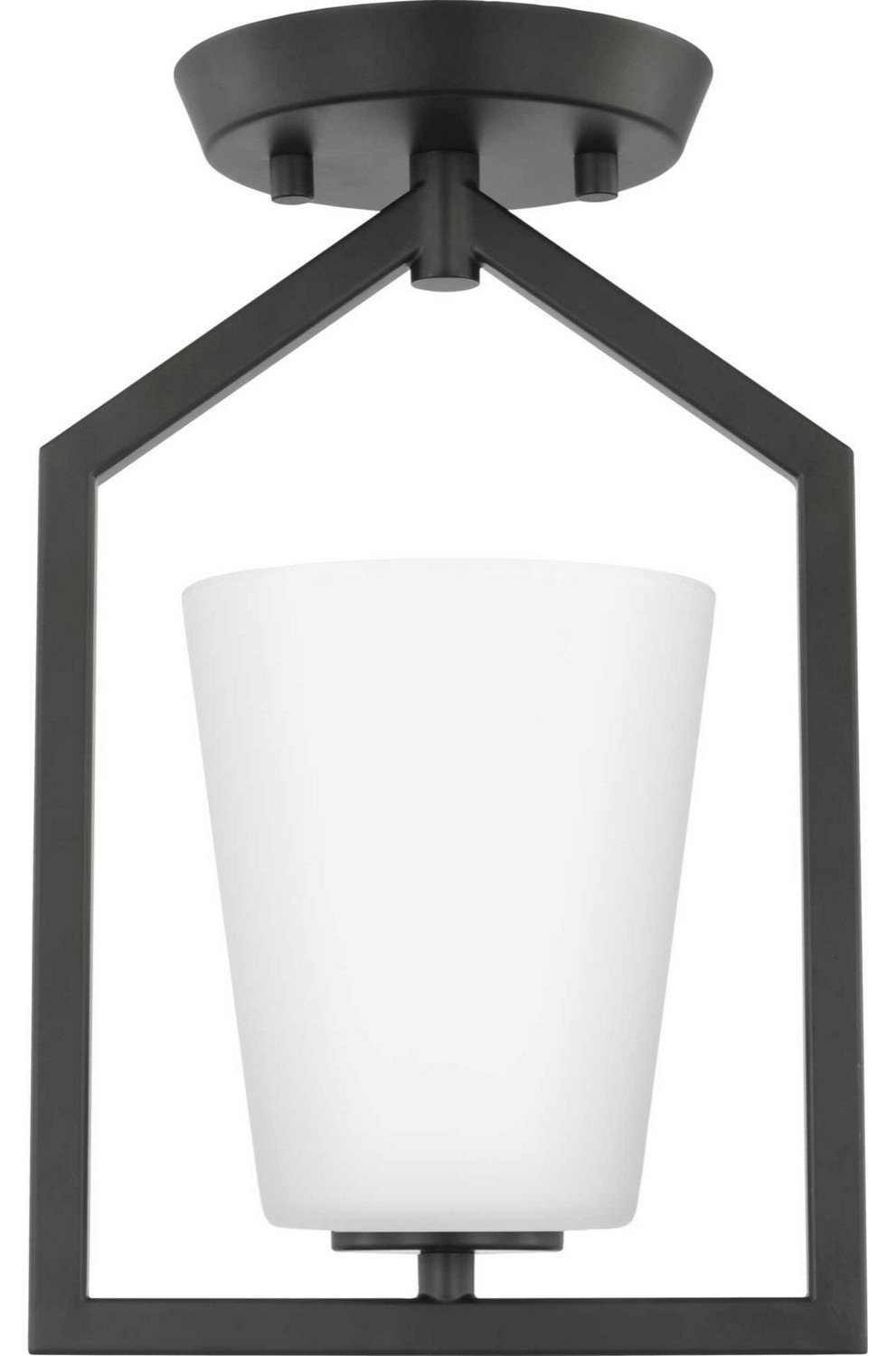 Vertex One Light Semi Flush Mount in Matte Black - Transitional - Flush ...