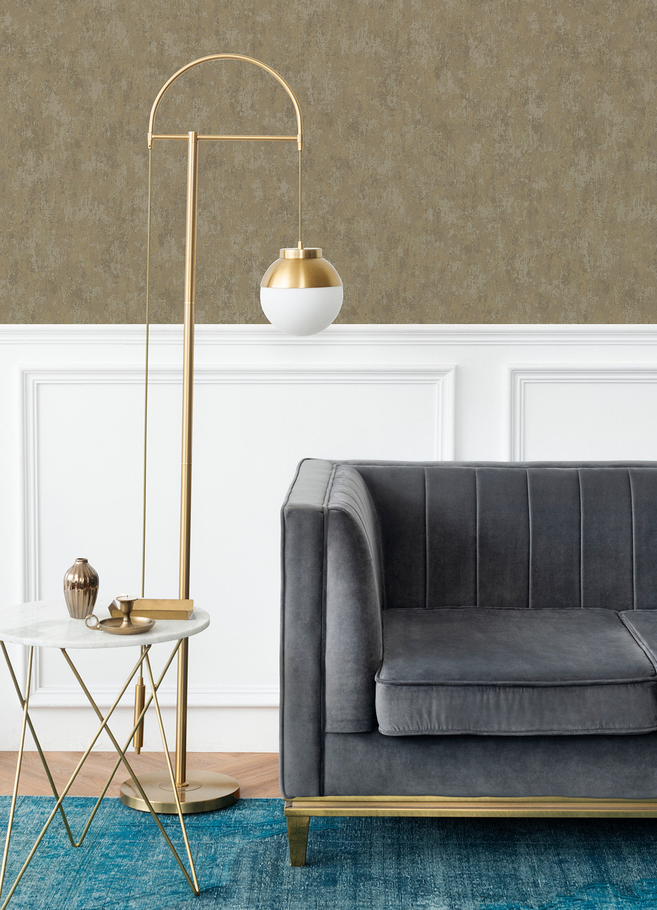 Haliya Gold Metallic Plaster Wallpaper, Swatch - Contemporary ...