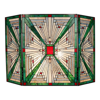 Innes Tiffany 3Pcs Folding Mission Fireplace Screen 45" Wide ...