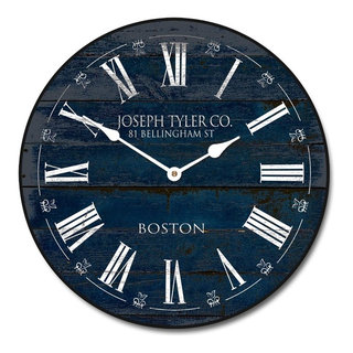 Barnwood Blue Clock, 18" - Traditional - Wall Clocks - by Em and Em ...