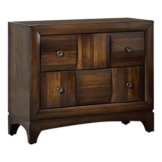 Wooden Night Stand In Walnut Brown - Transitional - Nightstands And ...