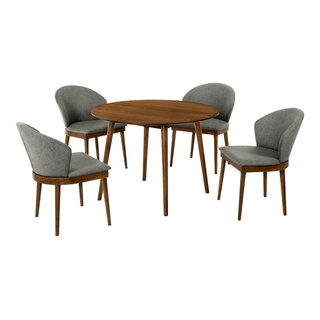 Arcadia and Juno Round and Wood 5-Piece Dining Set, 42" - Midcentury ...