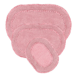 Double Ruffle 3-Piece Bath Rug Set, 17"x24", 21"x34", 24"x40 ...