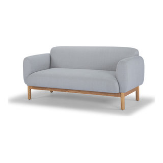 Tulum Light Grey Fabric Upholstered 2 Seater Loveseat - Transitional ...