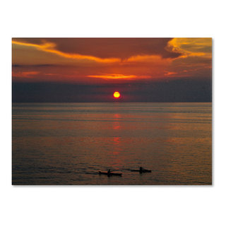 'Sunset Paddle' Canvas Art by Kurt Shaffer, 14" x 19" - Beach Style ...