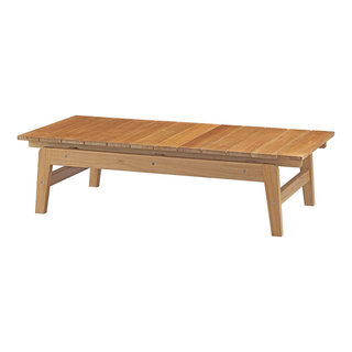 Lounge Coffee Table, Rectangular, Brown Natural, Wood, Modern, Outdoor ...