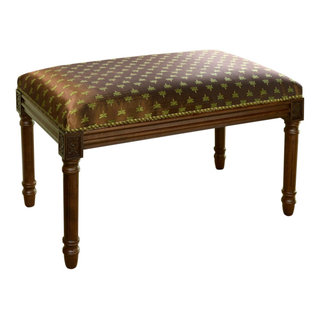 Carved Backless Bench, Rich Brown - Traditional - Upholstered Benches ...