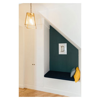 Sleek and stylish under-stair seating and storage - Contemporary - Hall ...