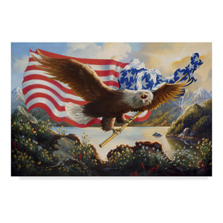 "Eagle Usa" by D. Rusty Rust, Canvas Art, 16"x24" - Rustic - Prints And ...