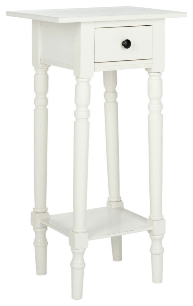 Magnolia End Table With Storage Drawer Distressed Cream - Traditional ...
