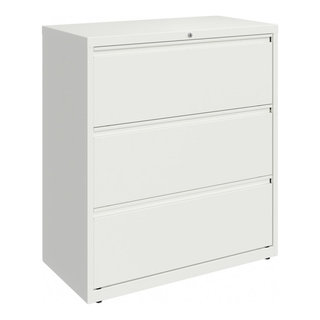 Pemberly Row 36" Wide 3 Drawer Metal Lateral File Cabinet - White - 2 ...