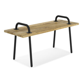 Berkeley Solid Mango Wood Small Entryway Bench - Industrial - Accent ...