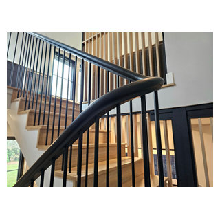 115_Stunning Continuous Rail System on 3 Story Floating Stairs ...