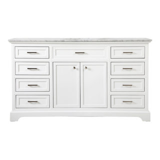 Amber Single Bathroom Vanity, Blue, 60" - Transitional - Bathroom ...