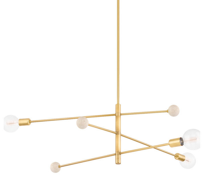 Slater Three Light Chandelier, Aged Brass - Contemporary - Chandeliers ...
