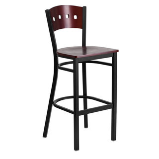 Flash Furniture Hercules 32" Upholstered Bar Stool in Mahogany and ...
