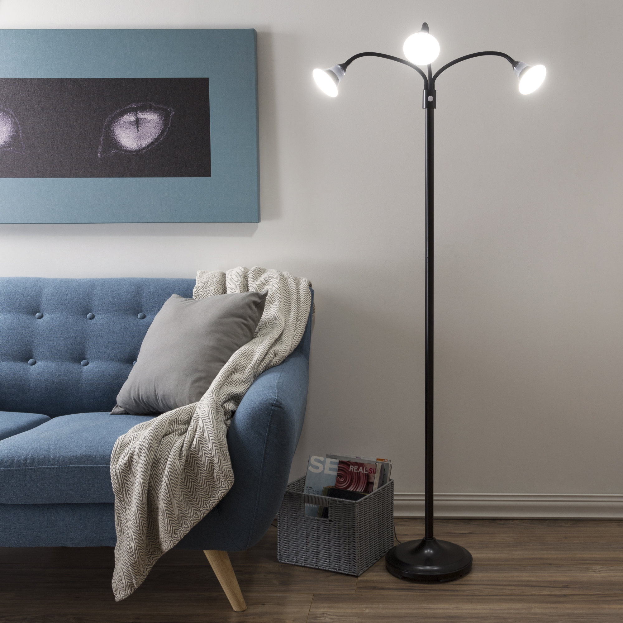 3 Head Adjustable LED Floor Lamp, Touch Switch and Dimmer, by Lavish ...