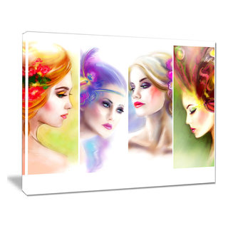 "Colorful Women Face Collage" Portrait Digital Art Wall Art, 40"x30 ...
