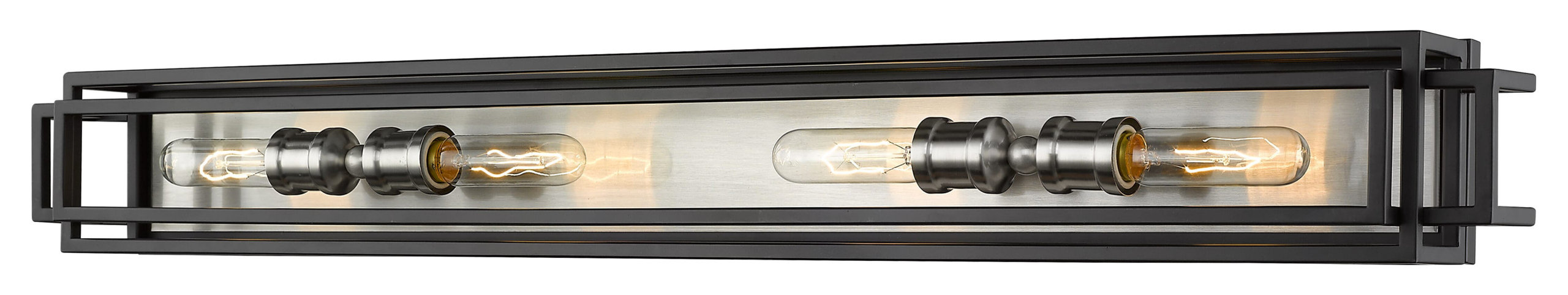 Titania 4-Light Bathroom Vanity Light In Black With Brushed Nickel, 40. ...