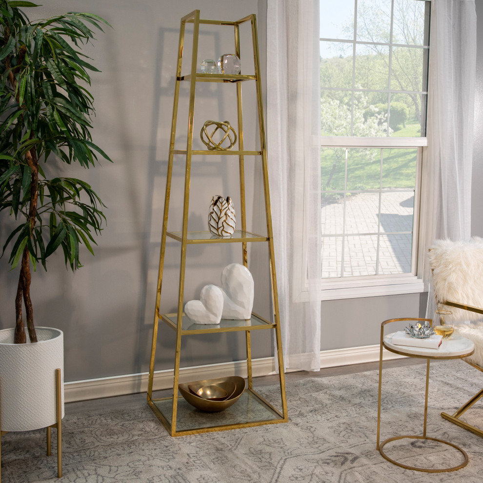 Stainless Steel Display Cabinet, Gold, 23.6x19.6x78.9" - Contemporary ...