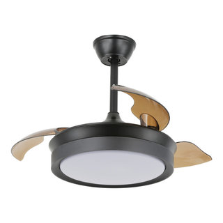 36" Modern Retractable Ceiling Fan With Light Kit, Remote Control ...