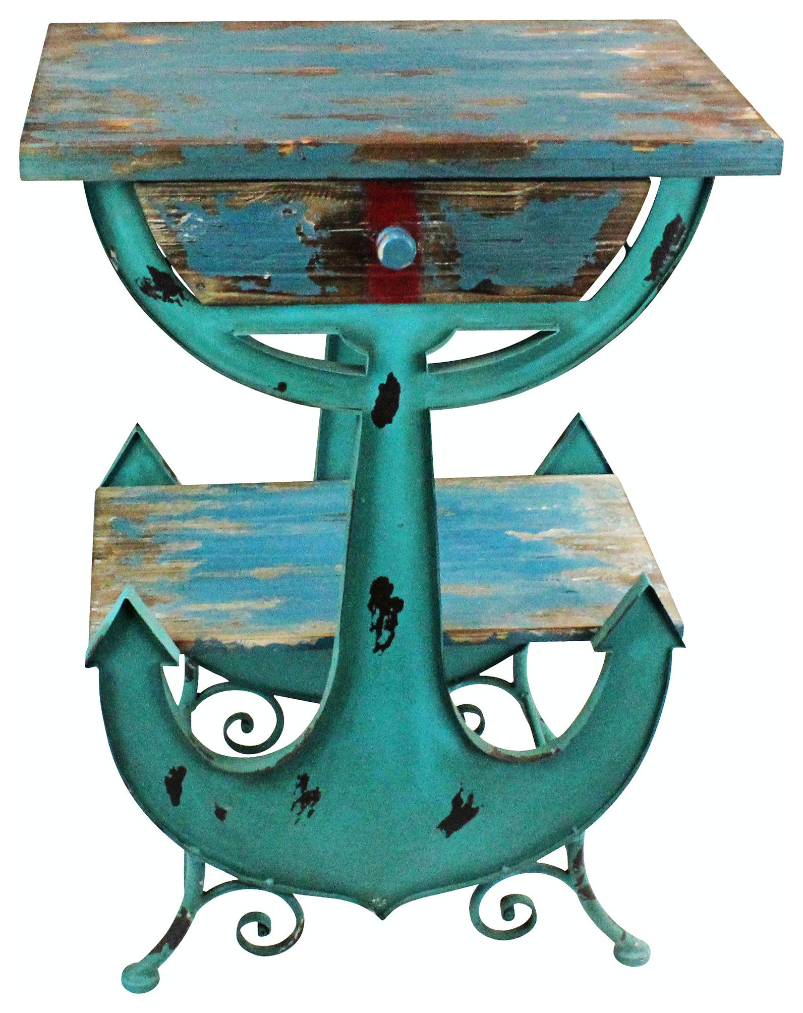 Anchors Aweigh Coastal Side Table - Beach Style - Outdoor Side Tables ...