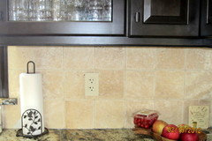 Square subway tile backsplash