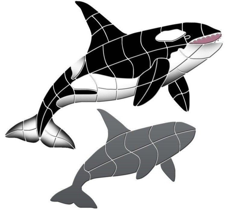 Orca 2 Ceramic Swimming Pool Mosaic, 60"x41" - Beach Style - Accent ...