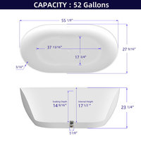 55 Inch Acrylic Freestanding Soaking Bathtub in Gloss White ...