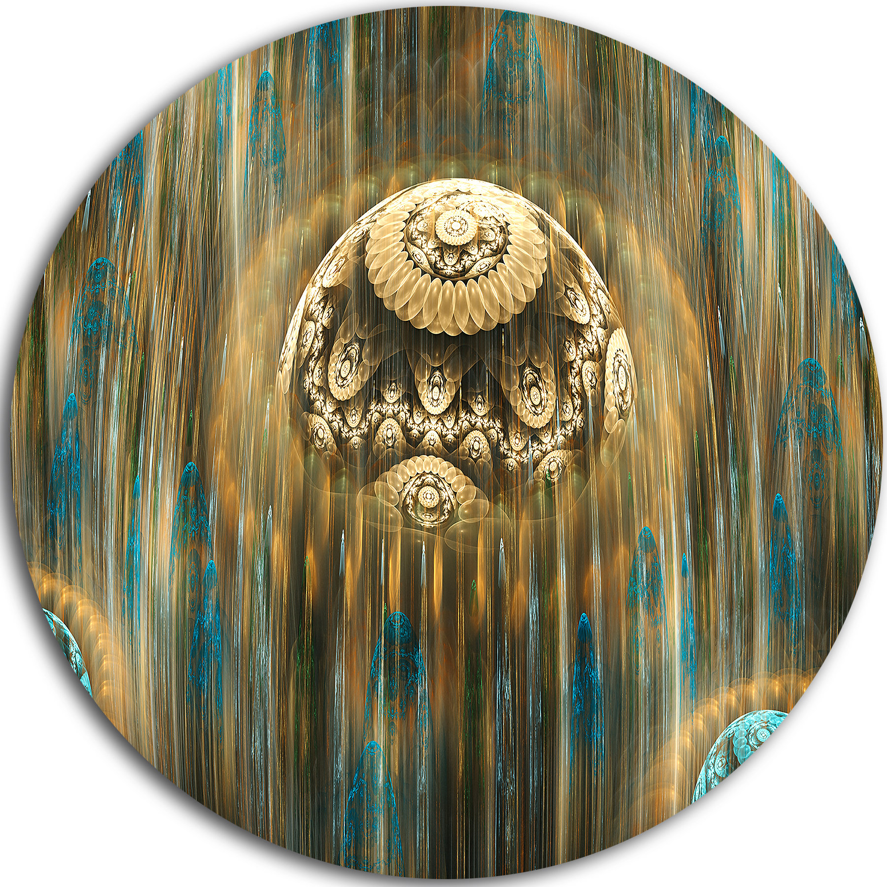Brown World Of Infinite Universe, Abstract Disc Metal Artwork, Disc of ...