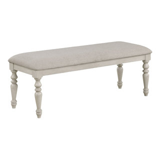Benzara BM272124 Katherine 48" Bench With Fabric Seat and Turned Legs ...