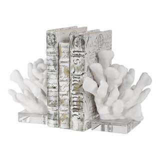 Bowery Hill Contemporary Bookend in White (Set of 2) - Bookends - by ...