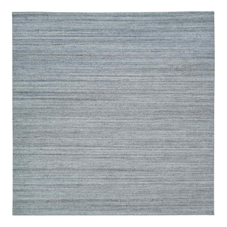 Coin Gray Wool Hand Loomed Modern Striae Design Square Oriental Rug 10 ...