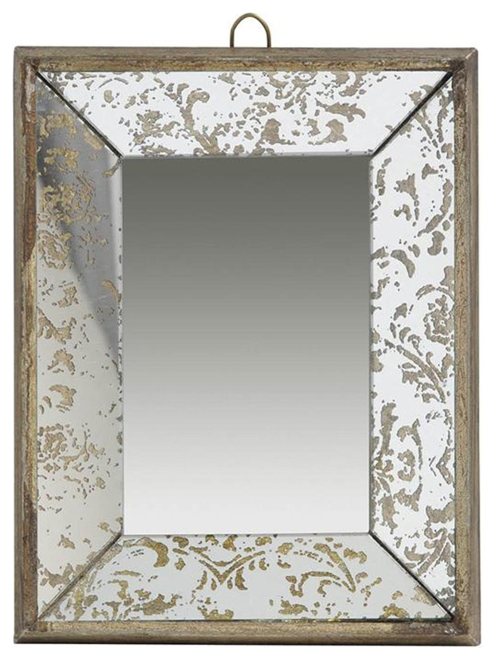 12" Rectangle Wall Mounted Vintage Style Glass Frame Accent Mirror ...