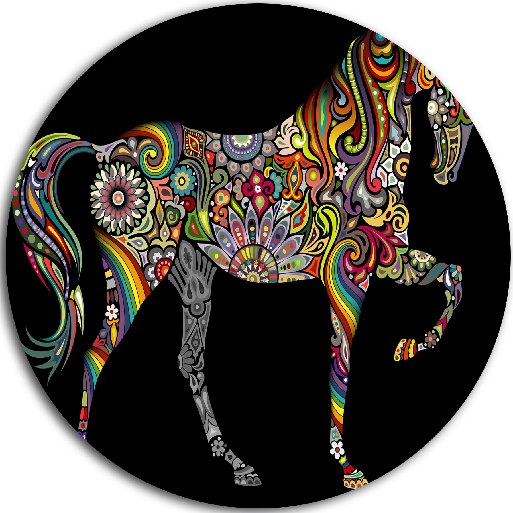 Horse And Rainbow, Animal Digital Art Disc Metal Artwork, Disc of 23 ...