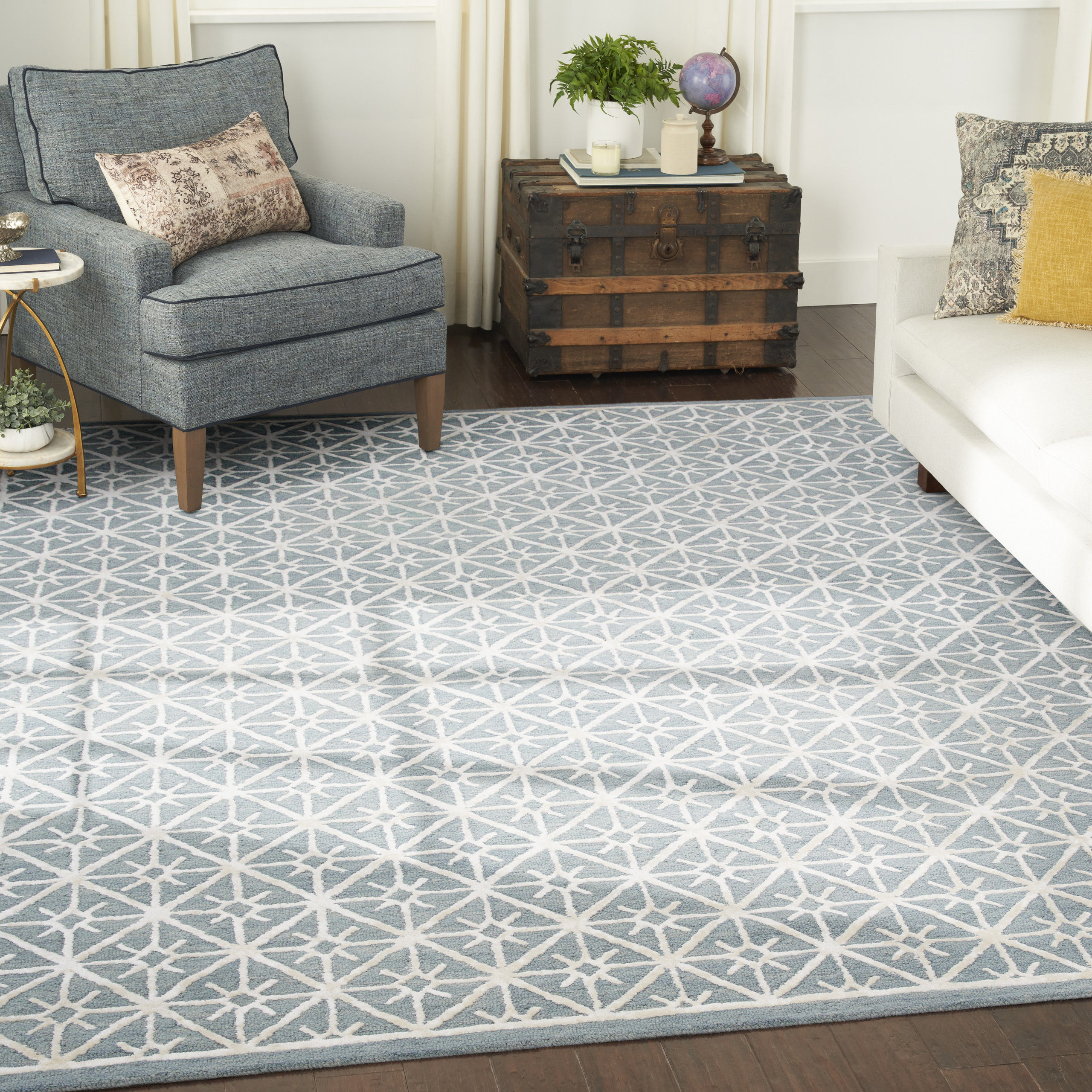 Nicole Curtis Series 2 SR201 Area Rug, Light Blue, 8'6" x 11'6 ...