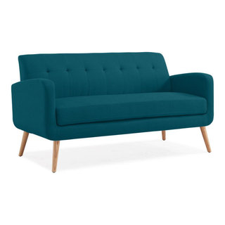 Sofa in Peacock Blue Linen with Natural Legs - Contemporary - Sofas ...