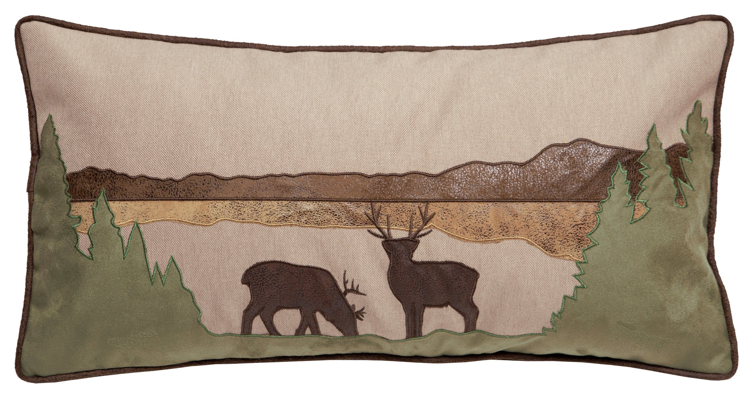 Deer Scene Rustic Cabin Throw Pillow, Insert Included, 14"x26" - Rustic ...