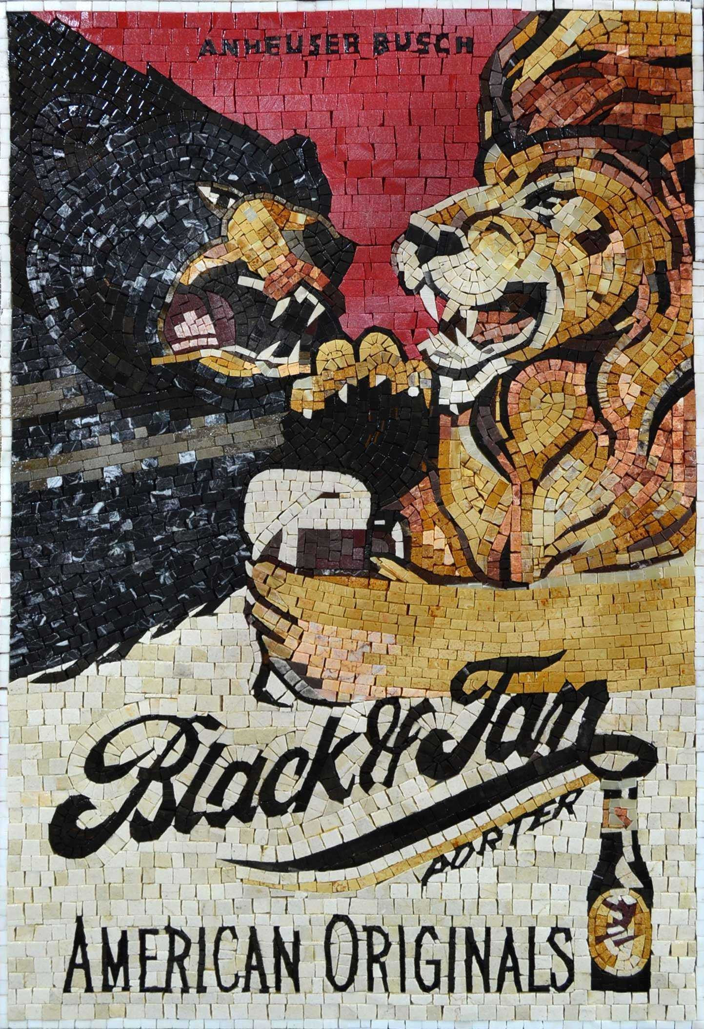Beer Poster Marble Mosaic, 39" x 59" - Contemporary - Tile Murals - by ...